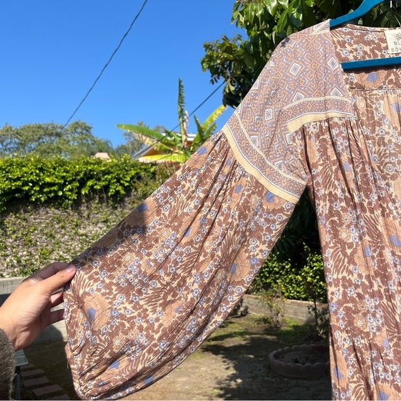 Blue Boheme | Dresses | Blue Boheme Tan Brown Floral Print Viscose ...